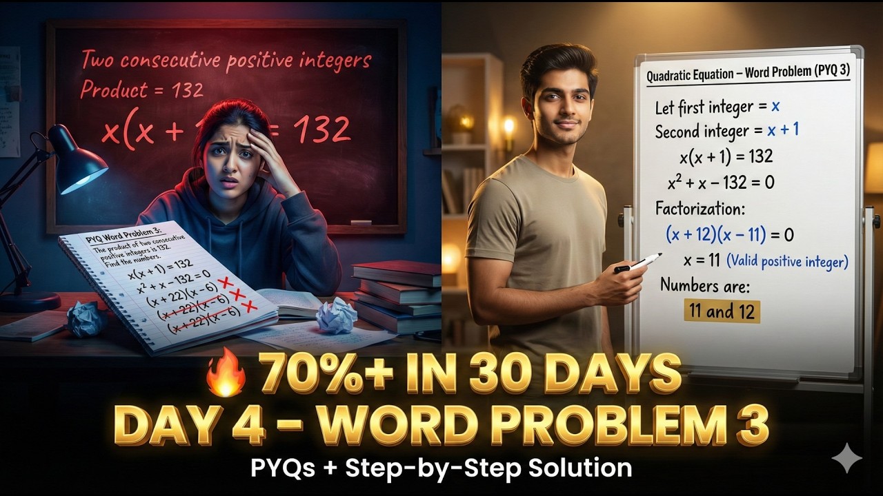 Quadratic Equations Word Problem 3 🔥 | Consecutive Integers PYQ | Day 4 ...