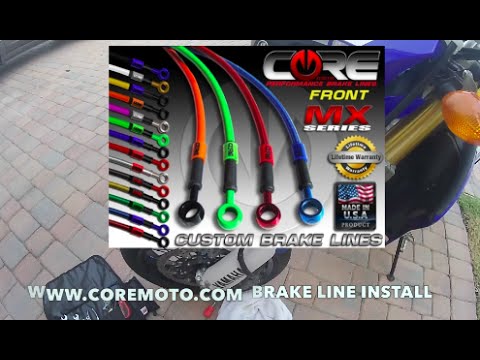 Motorcycle Stainless Steel Brake Line INSTALL COREMOTO Blue - YouTube