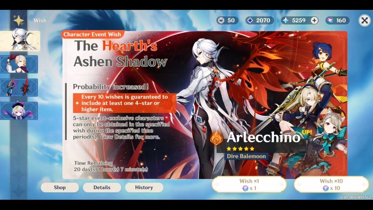 Genshin Impact The Hearth's Ashen Shadow Arlecchino Banner Wishes - YouTube