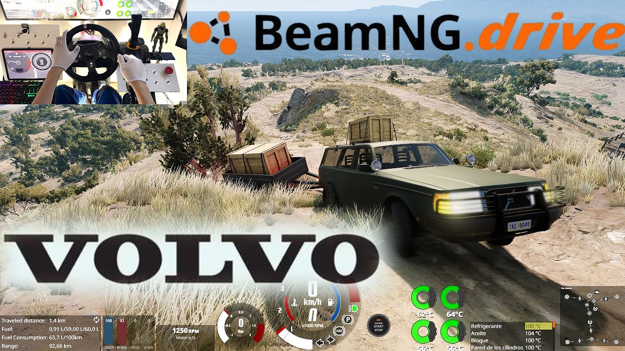 BeamNG.Drive | VOLVO 240 on off-road trails | Logitech g920 relaxing ...