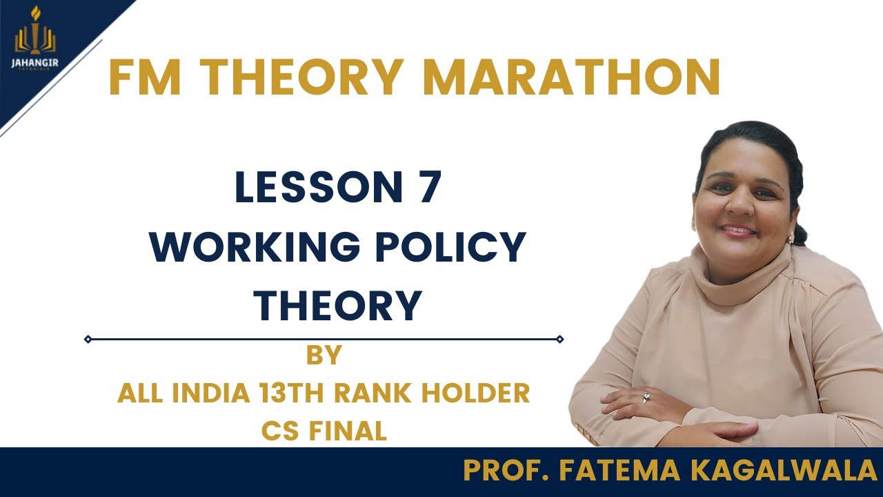 Lesson 7 Working Capital | CS Executive FM Theory Marathon | English ...