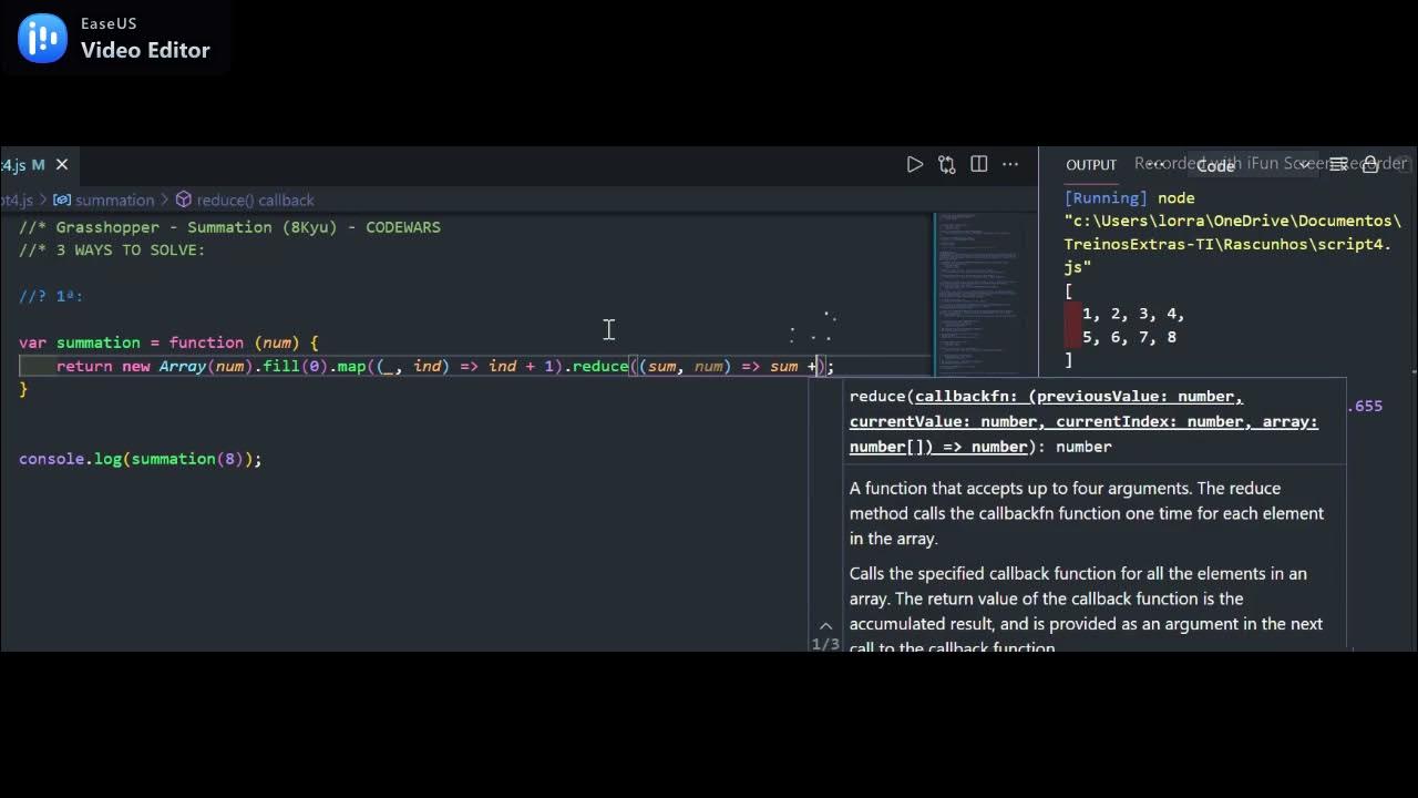 Grasshopper Summation Codewars 8kyu Javascript Youtube