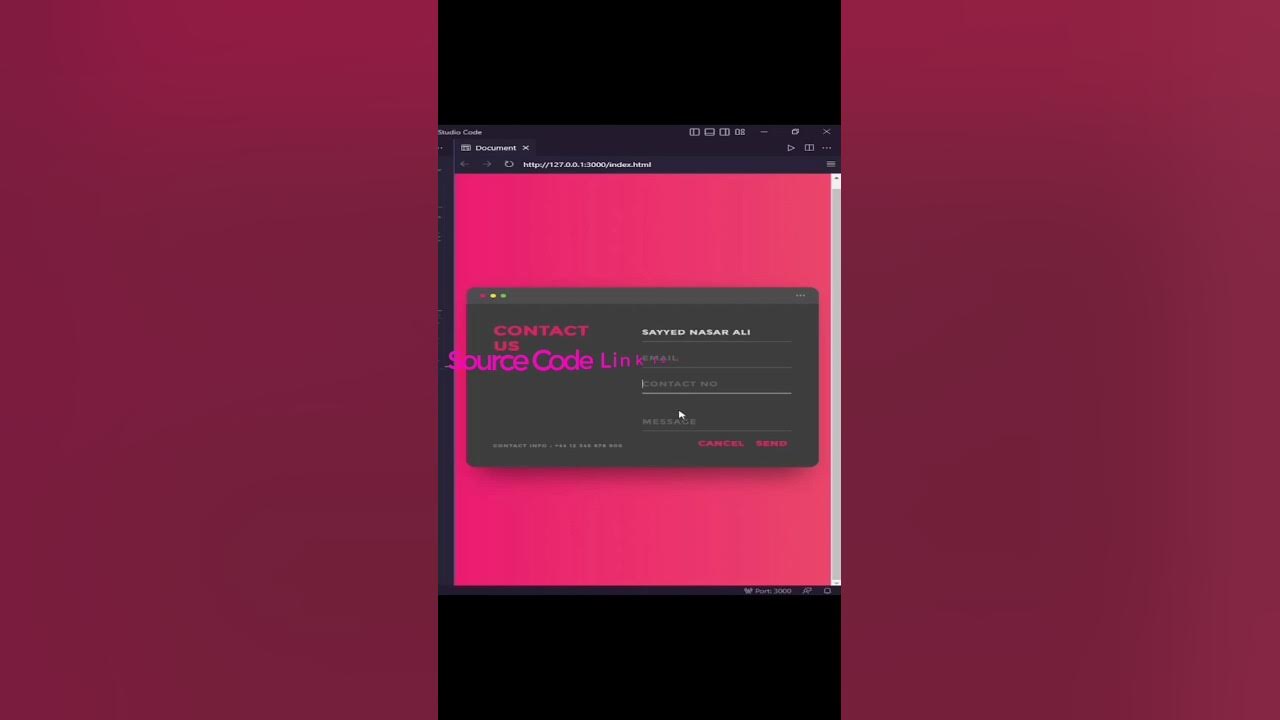 CSS Web Designer Contact Form HTML #shorts - YouTube