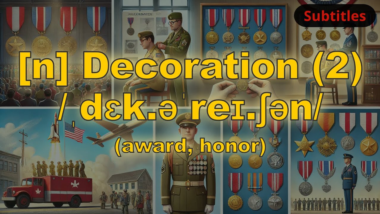 [n] Decoration meaning (award, honor) with 5 examples - YouTube