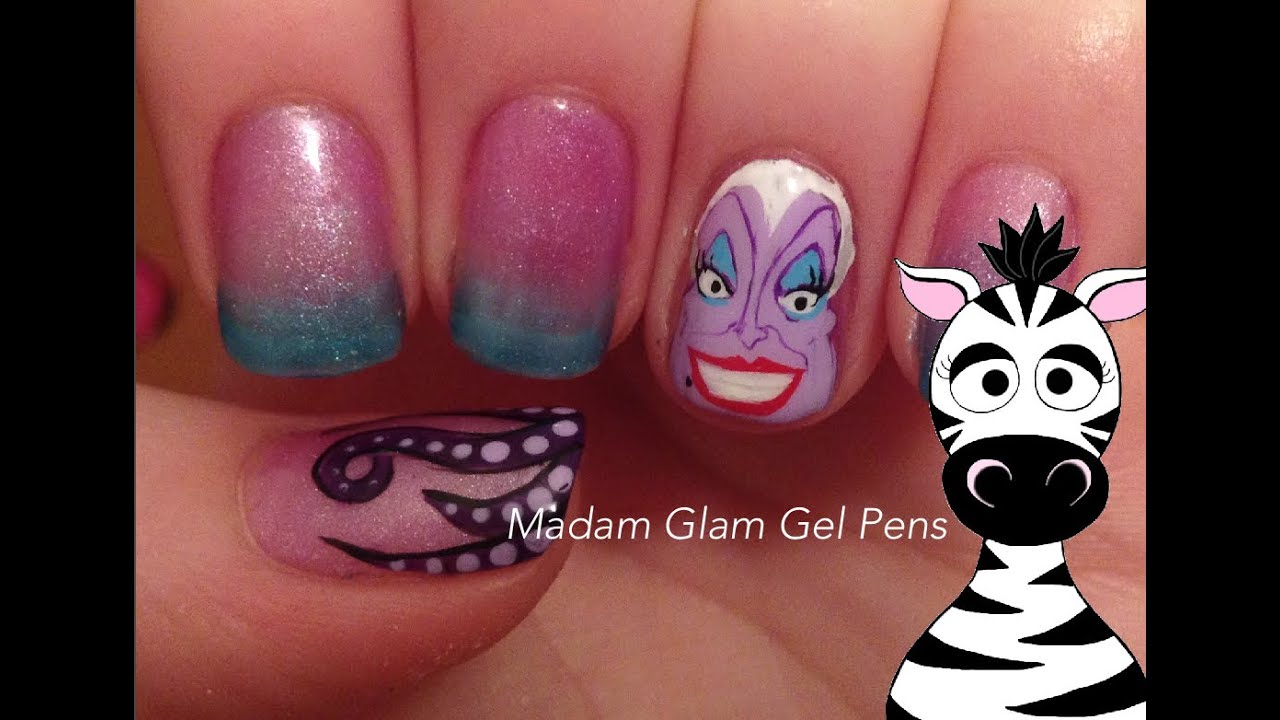 Ursula Nail Art Design Tutorial Featuring Madam Glam Gel Pens - YouTube