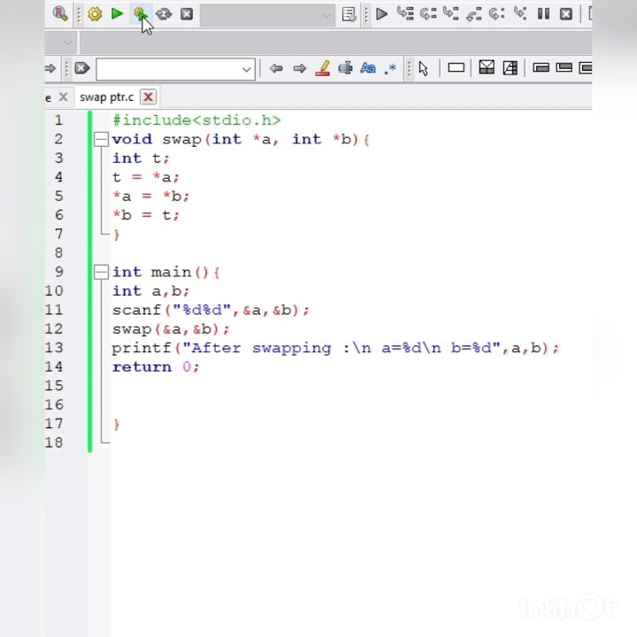 C program to swap numbers with pointers UDF... #shorts #youtubeshorts ...