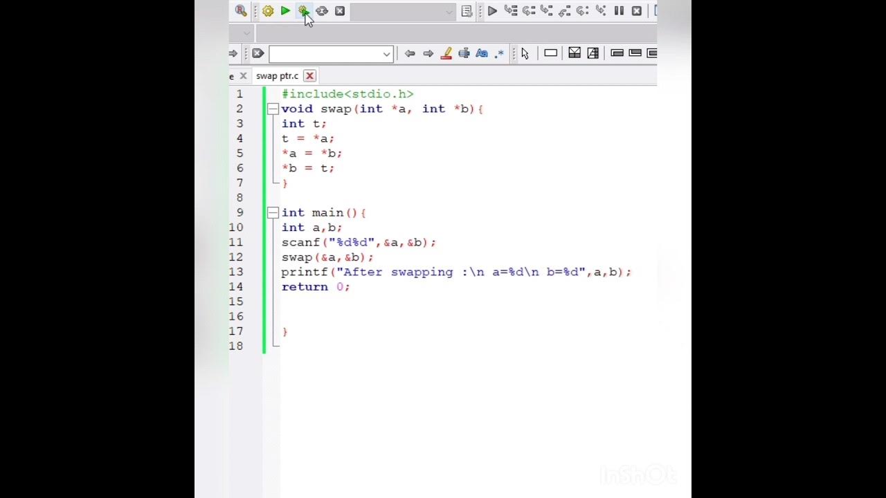 C program to swap numbers with pointers UDF... #shorts #youtubeshorts ...
