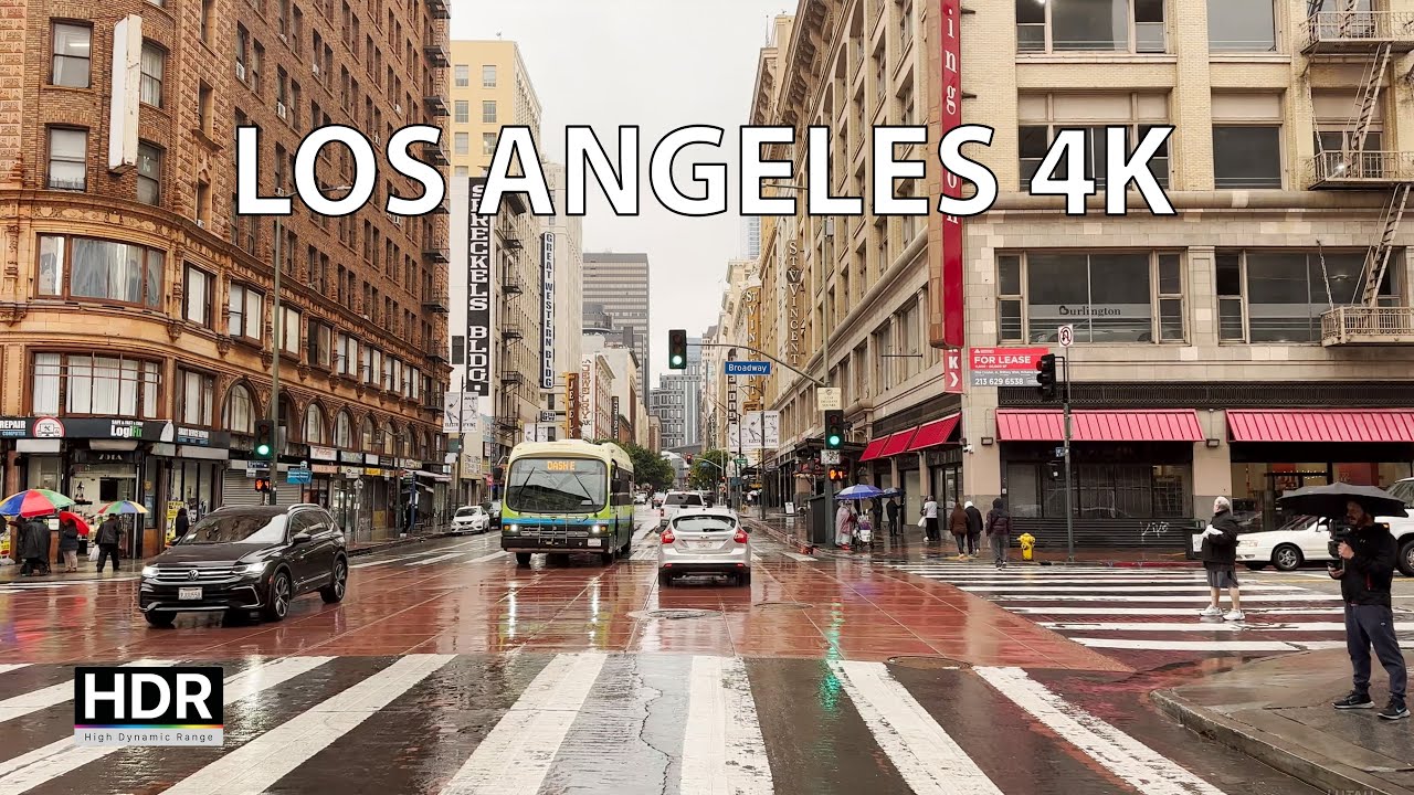 Rainy Los Angeles - Downtown Skidrow to Bel Air - Scenic Drive 4K HDR ...