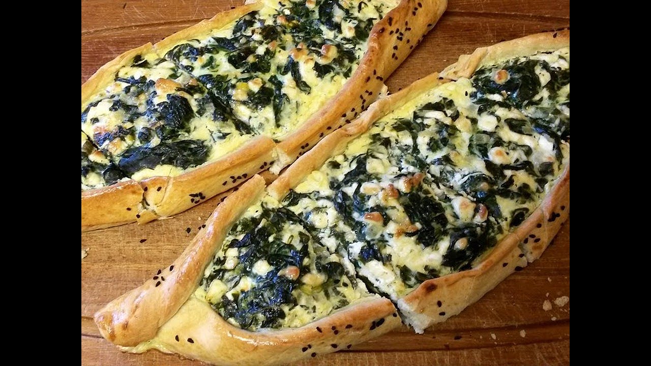 Turkish Pida with Spinach ASMRبيتزا تركية بالسبانخ - YouTube