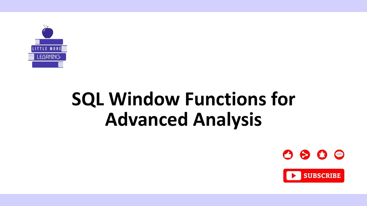 SQL Window Functions for Advanced Analysis | Data Analytics Tutorial ...
