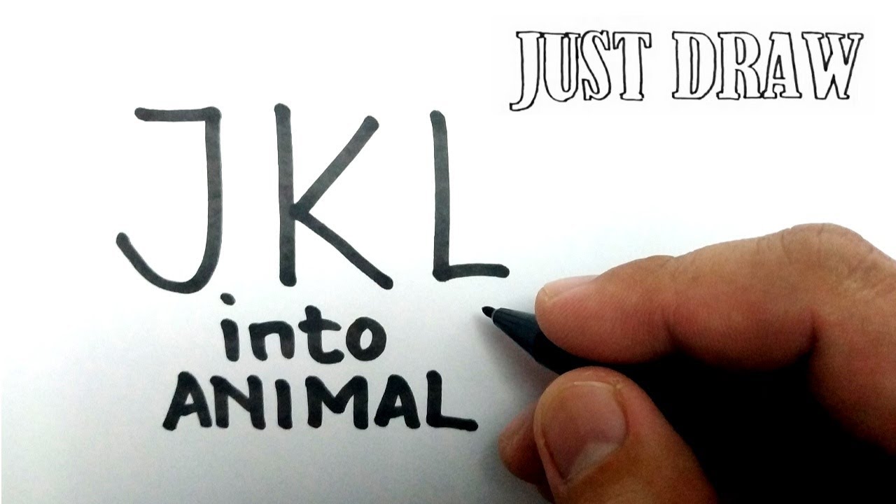 VERY EASY , How to turn letter JKL into ANIMAL cartoon / how to draw ...