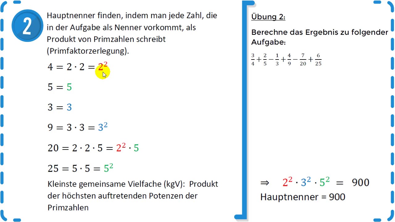 Bruchrechnung - Addition & Subtraktion von Brüchen - Übung 2 | *NEUES ...