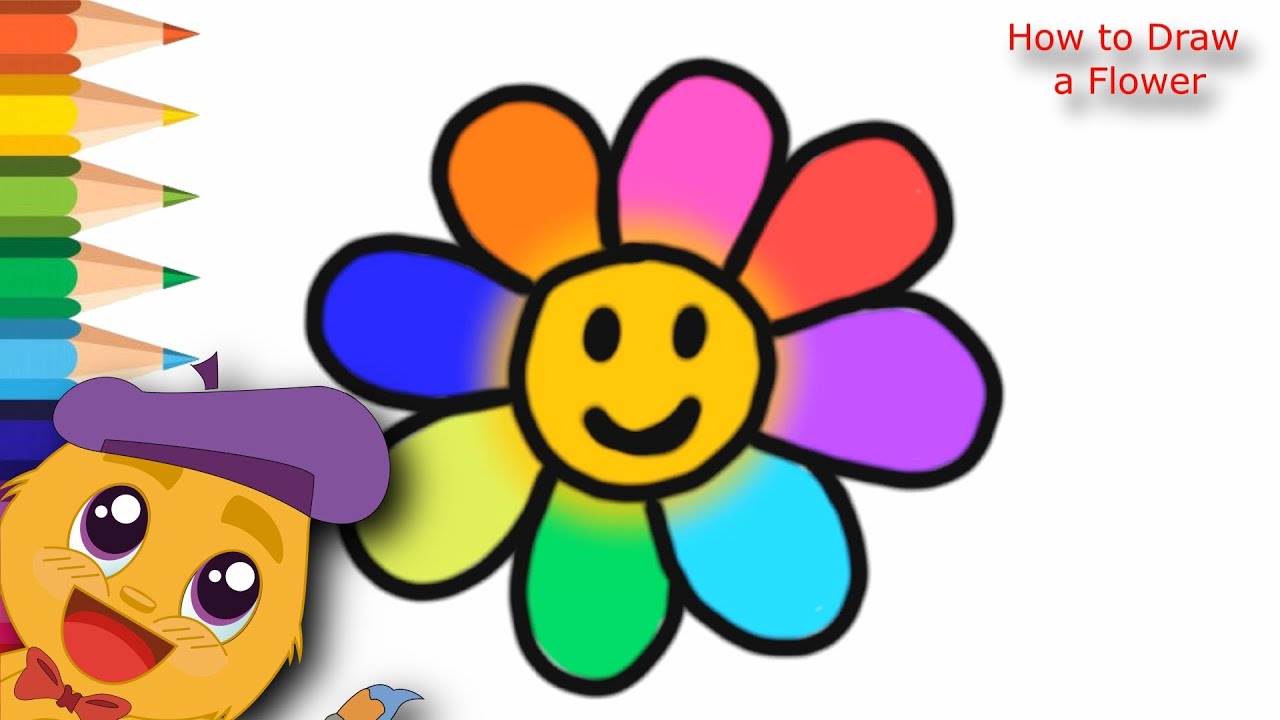 Let's Learn How to Draw & Paint Rainbow Flower | Painting, Drawing ...