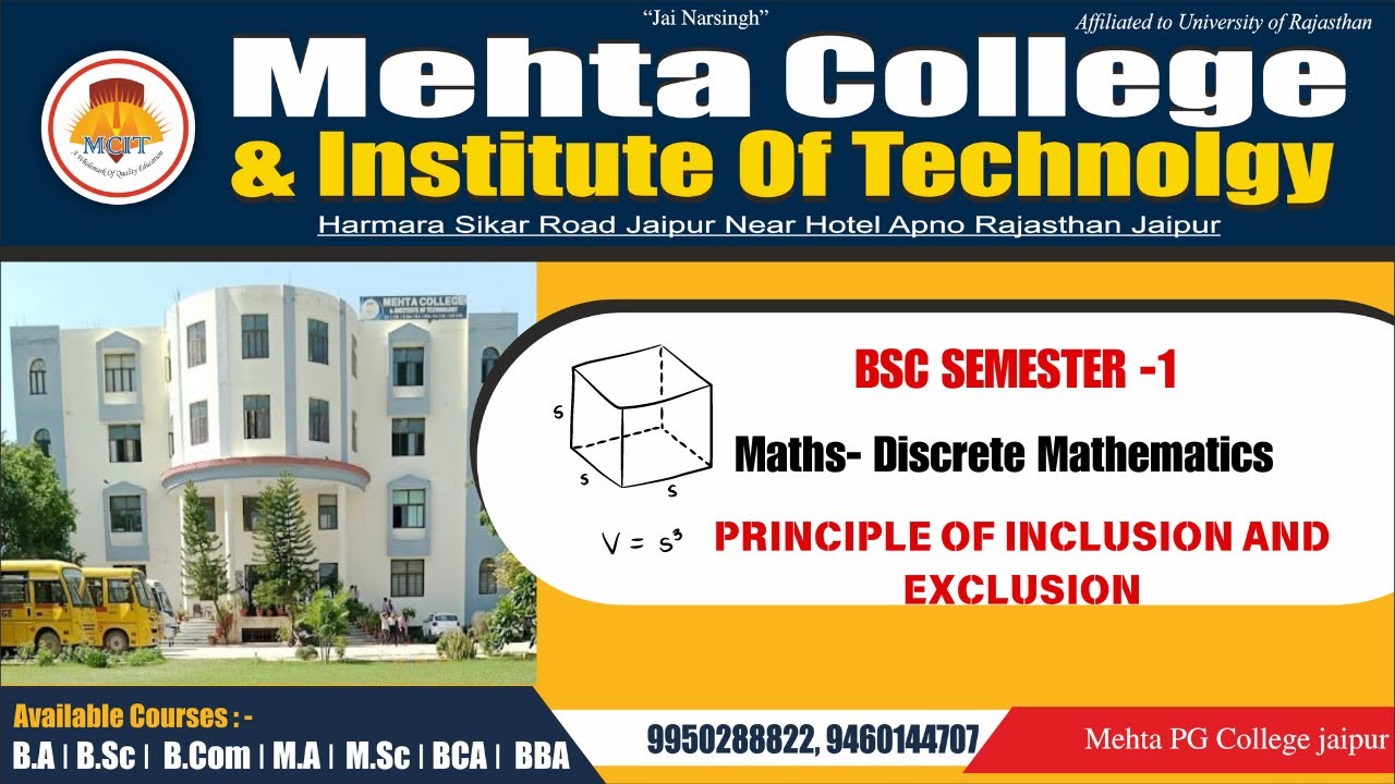 BSC SEMESTER I - MATHS - DISCRETE MATHEMATICS - PRINCIPLE OF INCLUSION ...