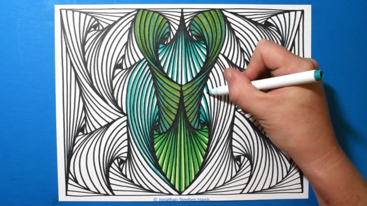 Line Illusion #15 / Curative 3D Pattern / Relaxing Spiral Drawing ...