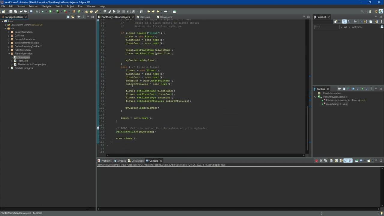 Java Lab Plant Information Arraylist Youtube