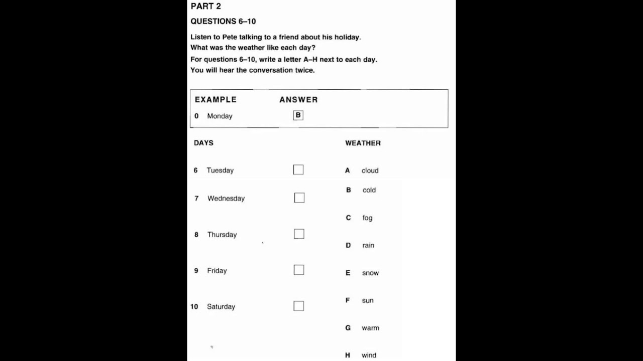 KET - Book 2: Test 2, Paper 2: Listening - Part 2 - YouTube