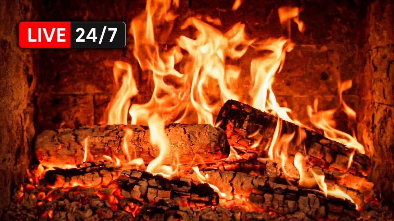FIREPLACE Ultra HD 4K 🔥 Cozy March Fireplace with Crackling Fire Sounds ...