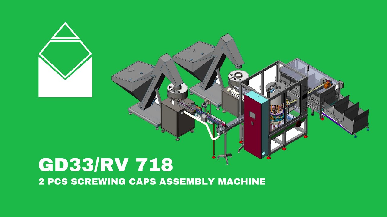 GD33/RV - 2 pcs screwing caps assembly machine - green caps - YouTube