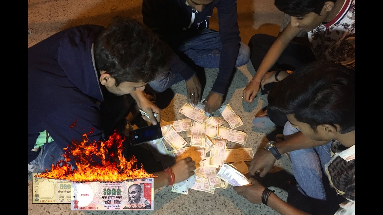 People burning 500 & 1000 rupees notes [Funny] - YouTube