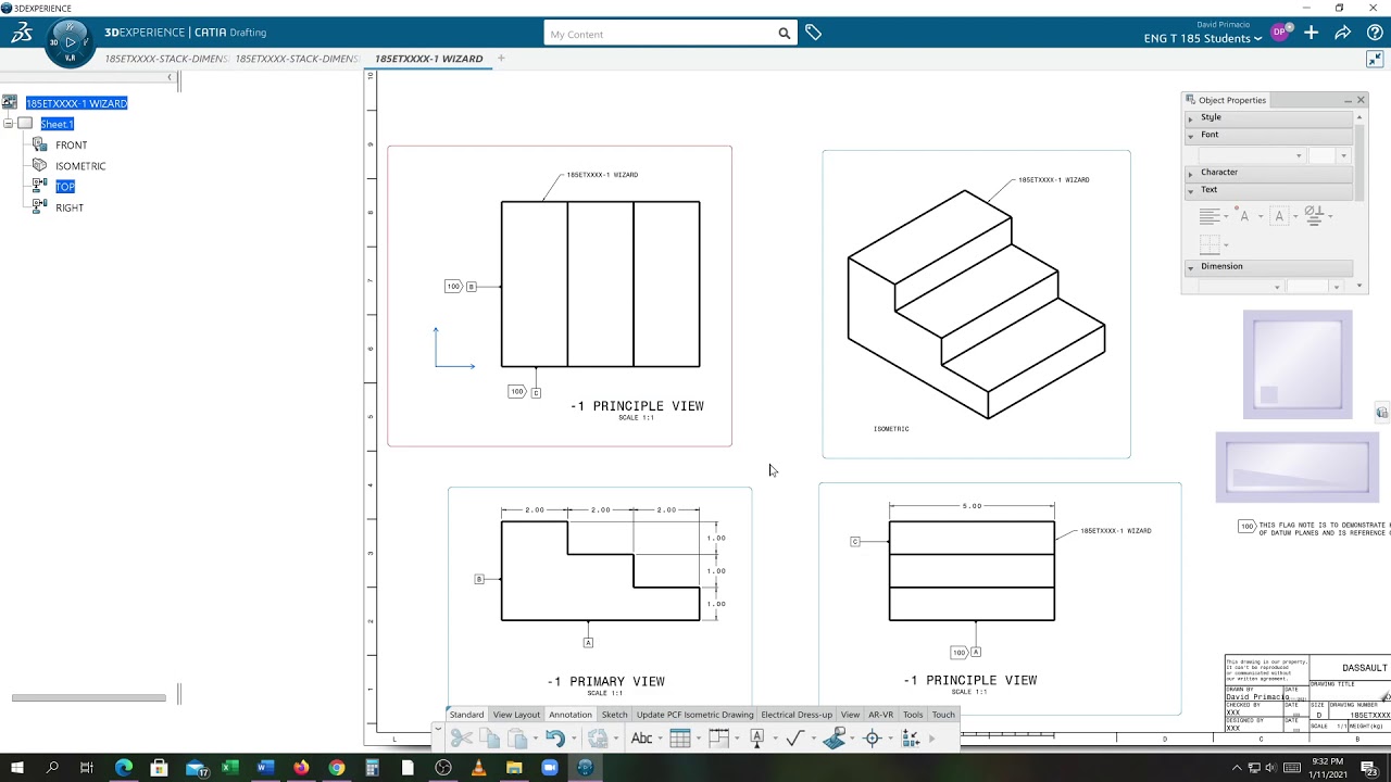 Creating titles for your orthographic views CATIA 3D Experience - YouTube