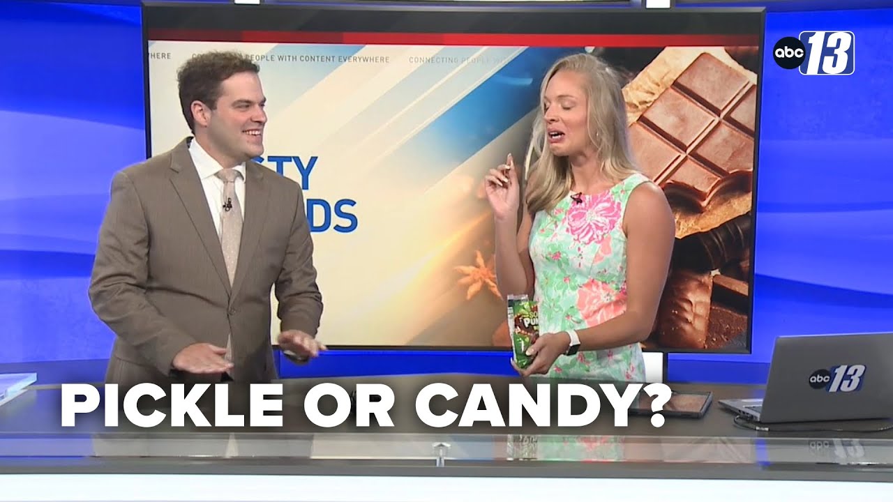 News anchors test pickle prank candy - YouTube
