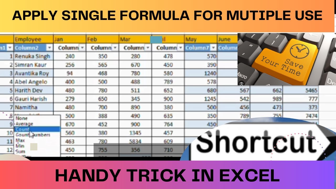 Find sum, average, count, max, min, and product using a single formula| Save time ⏲️ - YouTube