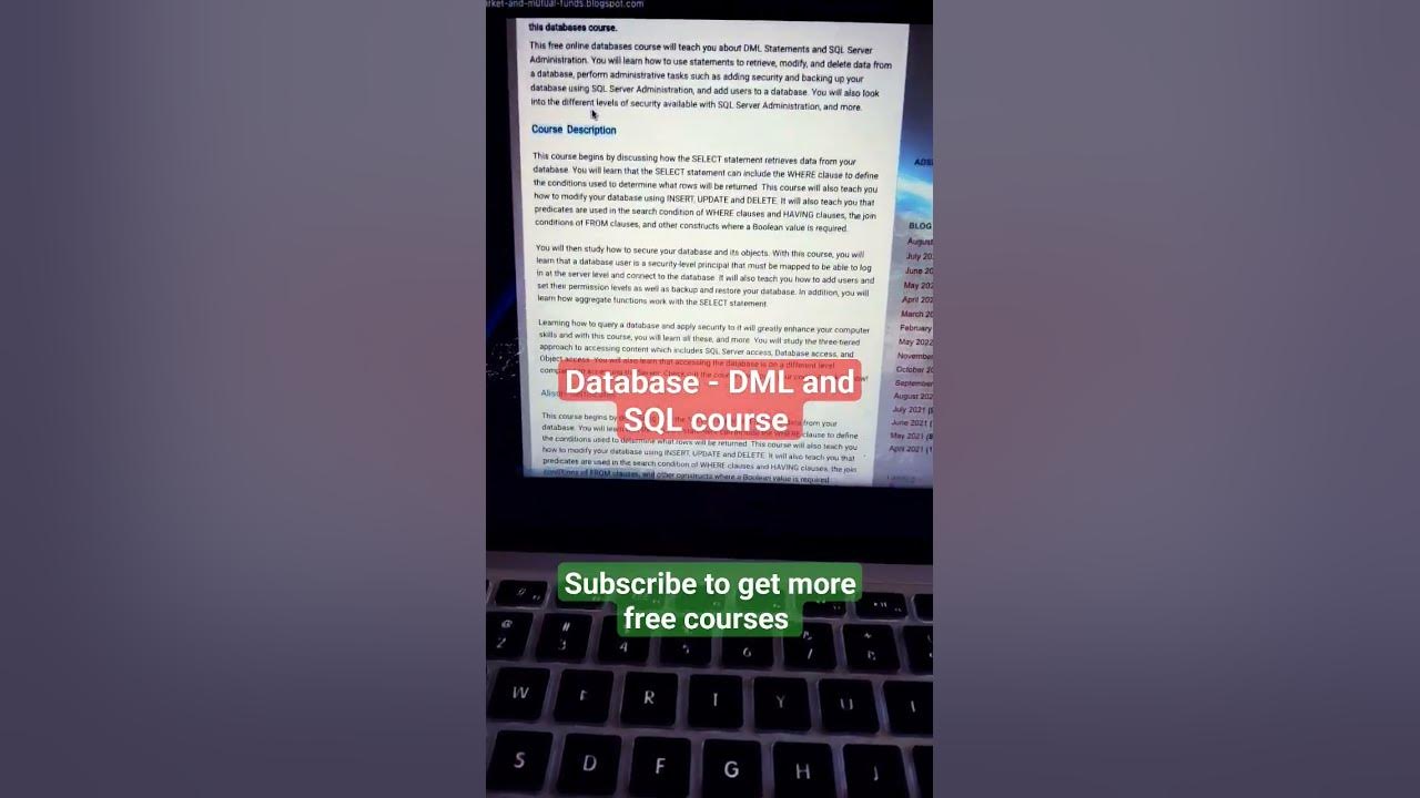 Database Dml Sql Free Certificate Course Learn Sql Server Dbms Database Sql Sqlserver
