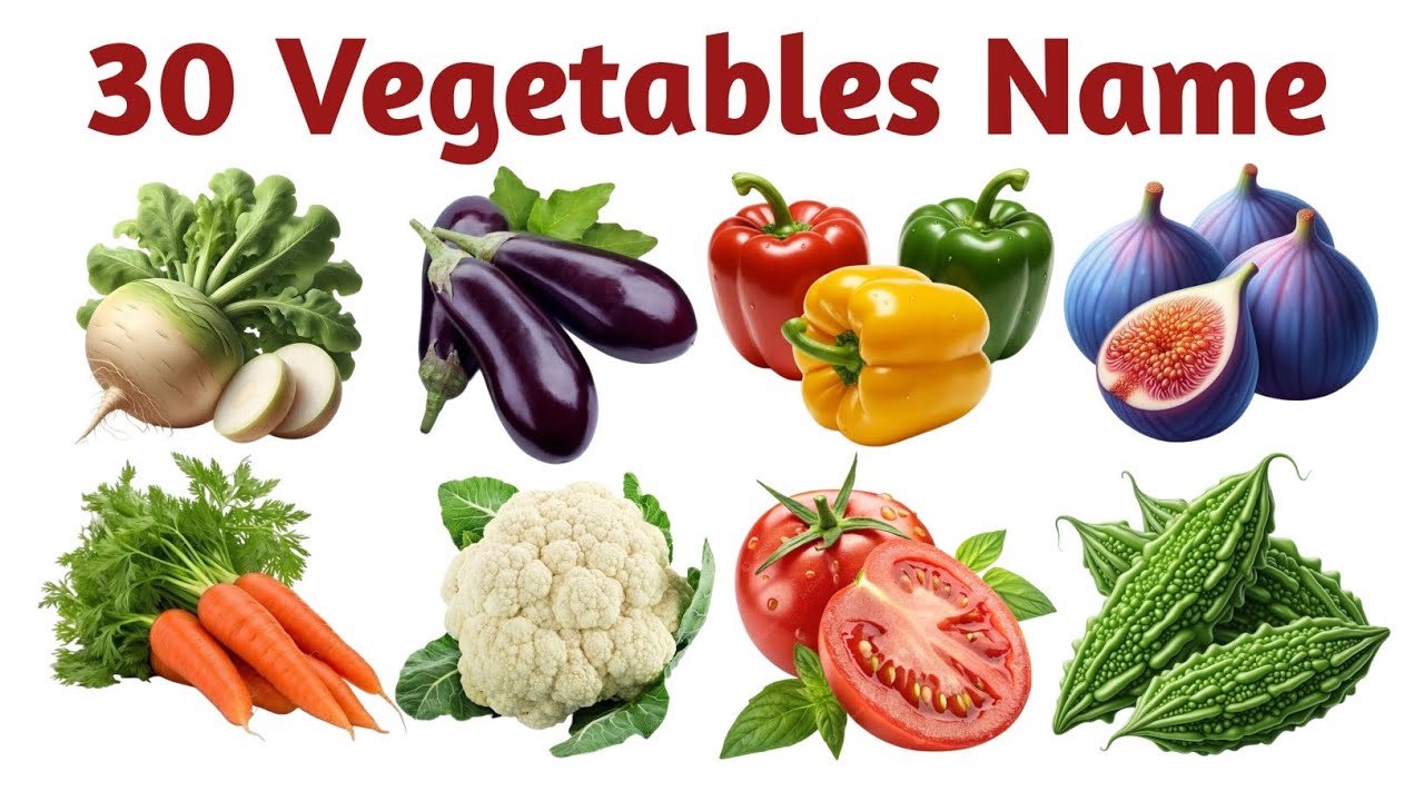 Learn 30 Vegetables Names for Kids with Pictures Sounds | Kids Learning ...