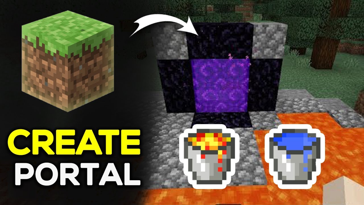 How to Make a NETHER PORTAL With Lava and Water in Minecraft - Easy ...