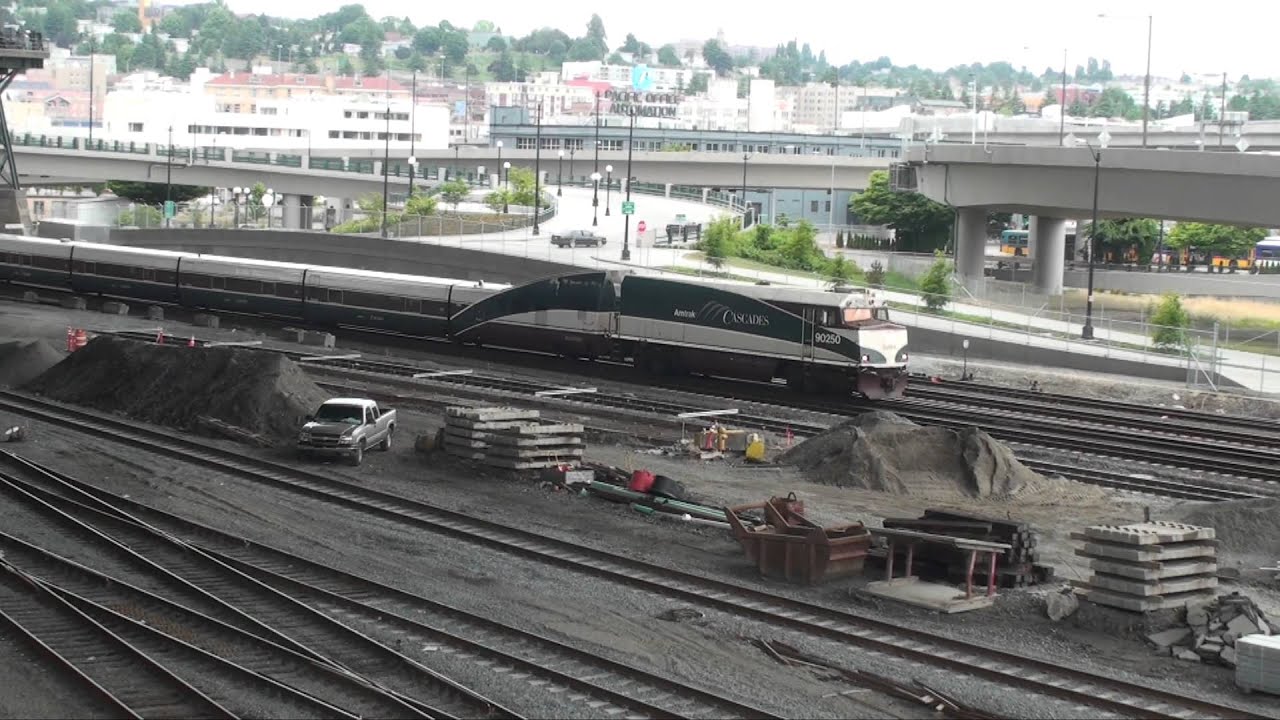 Amtrak Cascades departing King St Station, Seattle, 7-19-2011 - YouTube