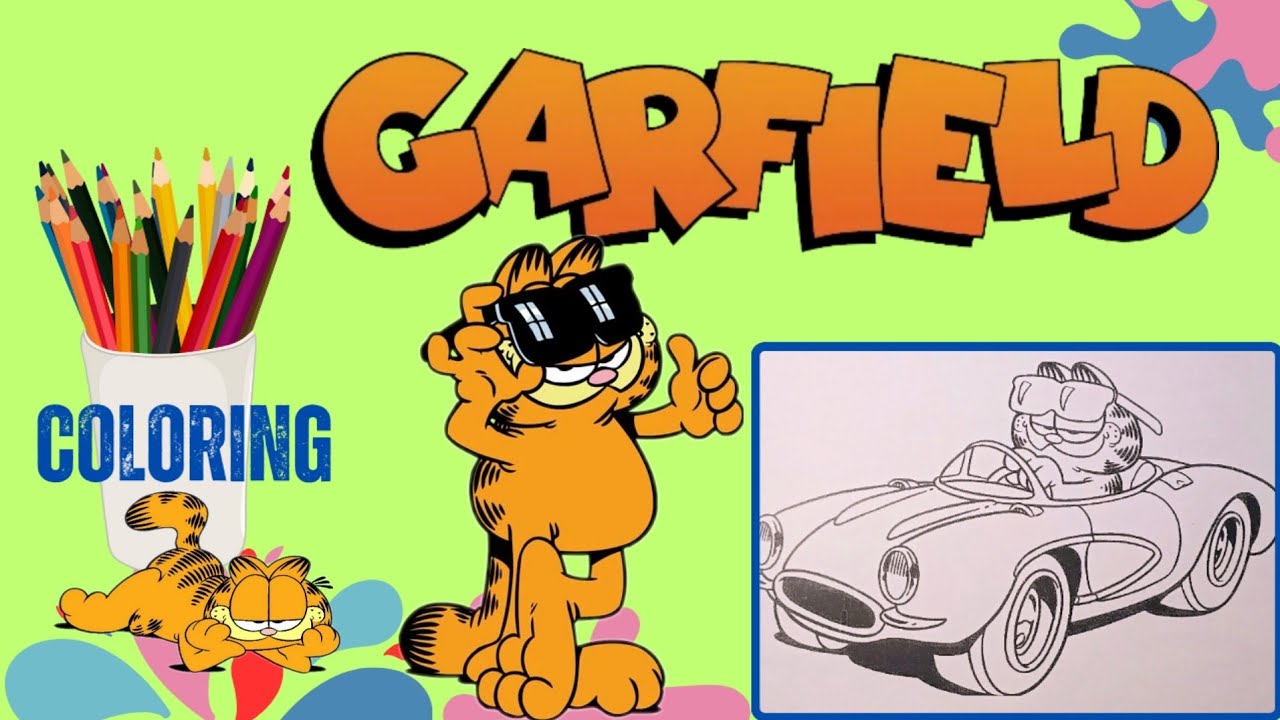 Garfield driving a car. Coloring pages #garfield #coloring #kidsvideo ...