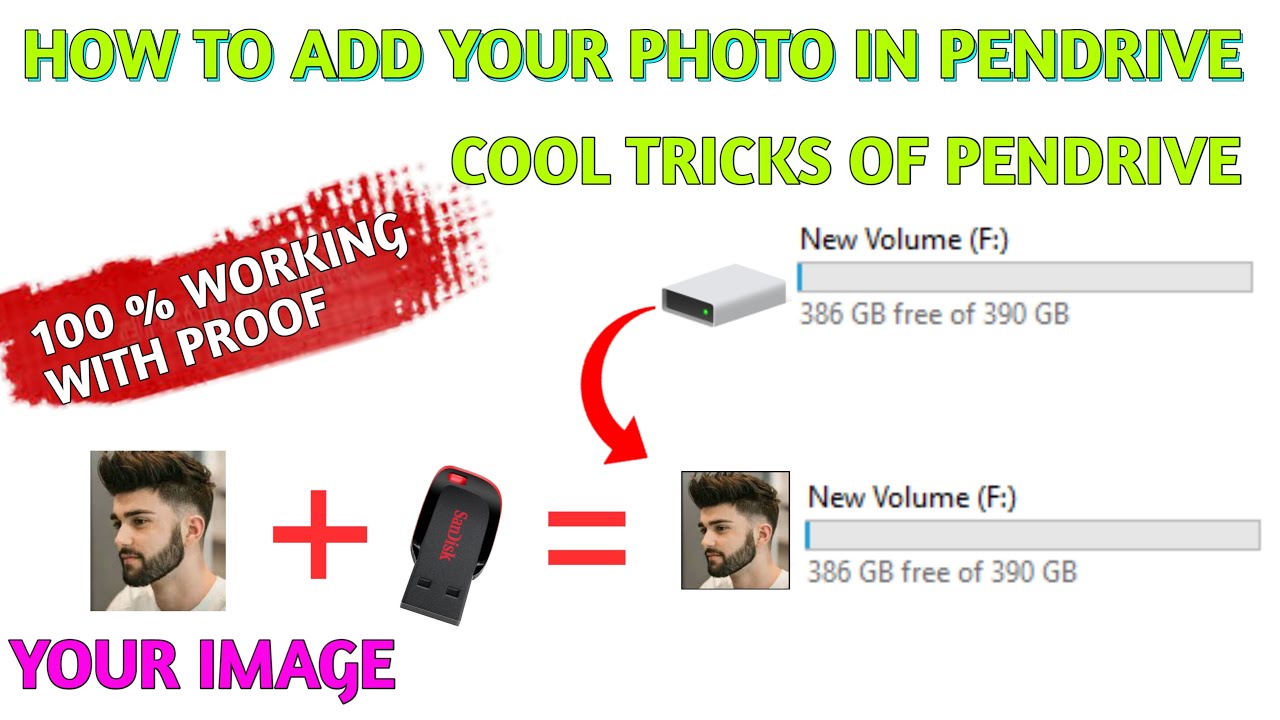 HOW TO ADD YOUR PHOTO IN YOUR PEN DRIVE -COOL TRICKS OF PEN DRIVE 100% ...
