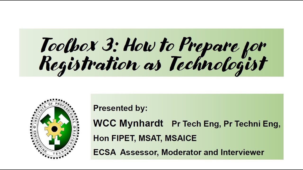 Registration of Technologists at ECSA - How to Prepare for ECSA ...