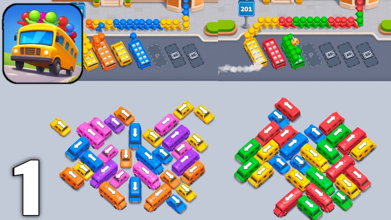 Bus Jam: Car Parking Games - Gameplay Walkthrough Part 1 All Levels 1-3 ...