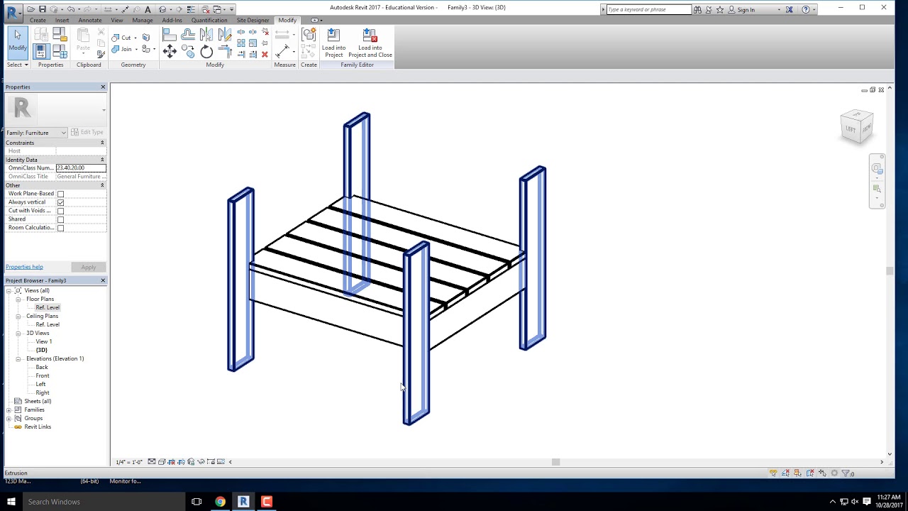 Revit 2017 Tutorial: Critical Thinking Exercise 9- Creating a Chair ...