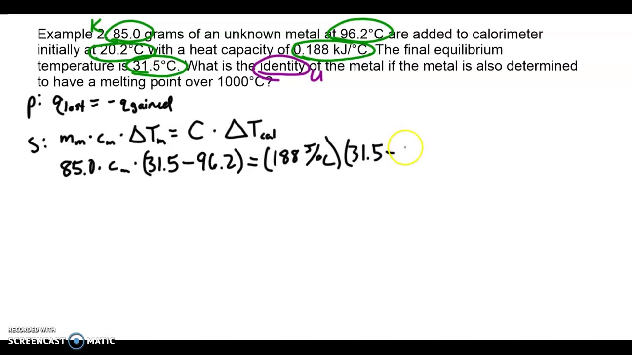 Chemistry U11 Notes Calorimetry Example Problems - YouTube