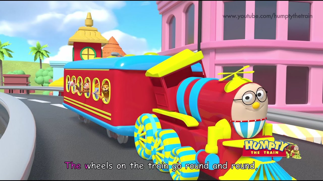 Wheels on the train go round and round song for kids with Humpty train ...
