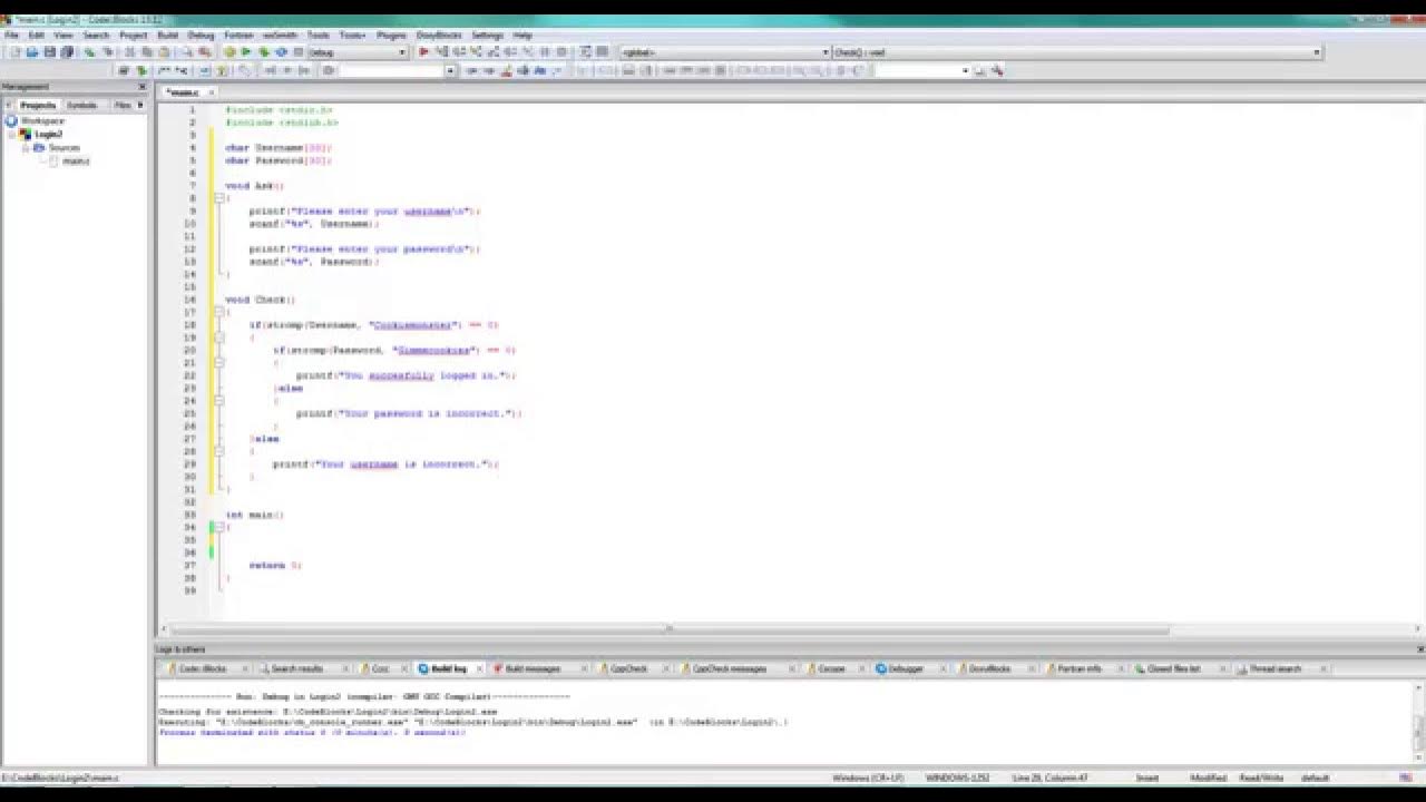 Basic C #1 - Simple Login Program - YouTube