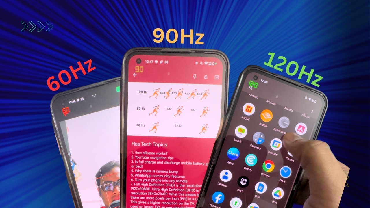 Display refresh rate 60Hz 90Hz 120Hz - YouTube