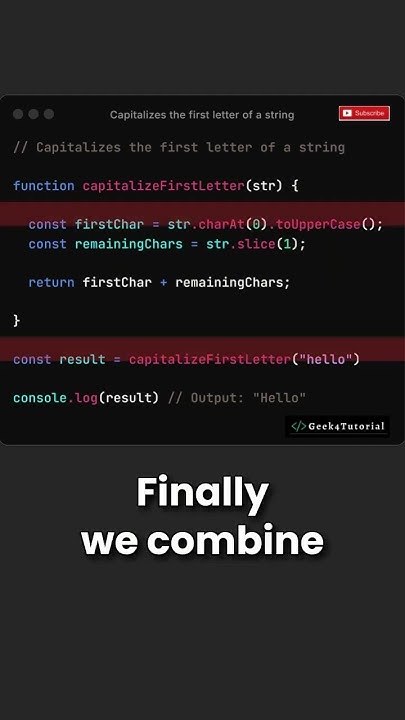 How to Capitalize First Letter in JavaScript | Quick Tip #javascript #shorts - YouTube