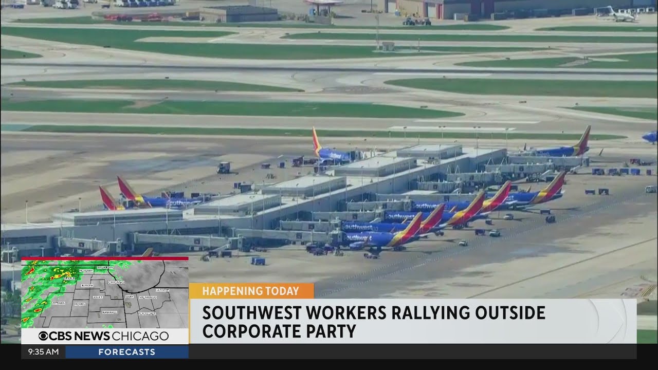 Southwest Airlines workers rallying outside corporate party - YouTube