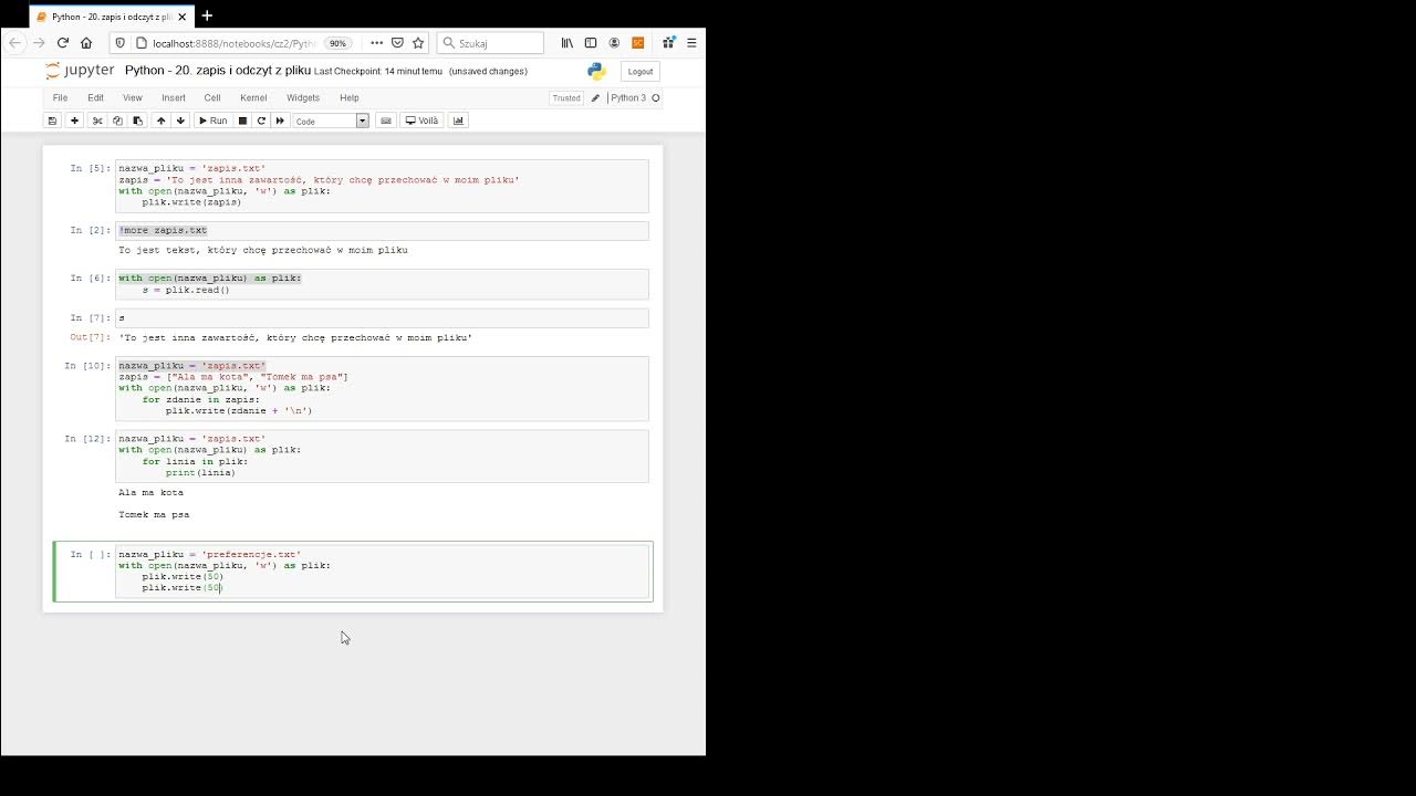Kurs pythona odc. 20: Zapis i odczyt z pliku - YouTube