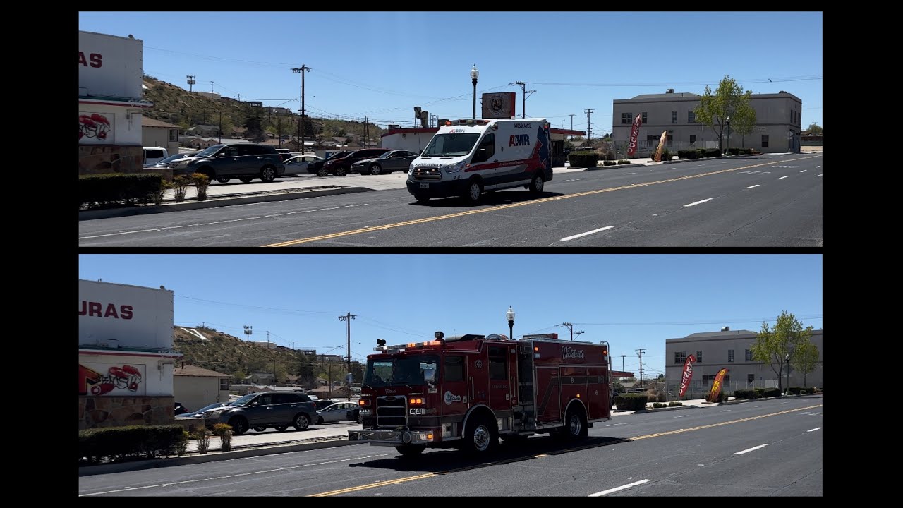 Victorville Fire New Medic Engine 311 & AMR responding to a Medical Aid ...