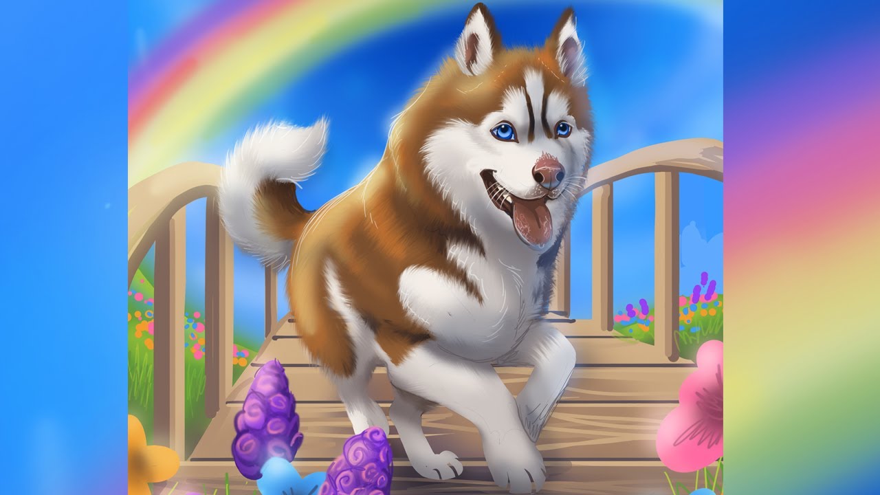 Red Husky Rainbow Bridge Painting - YouTube