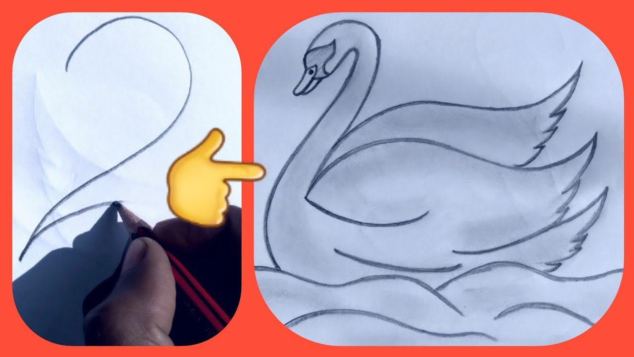हंस का चित्र आसानी से बनाना सीखे/ how to draw cute Swan from 2 number ...
