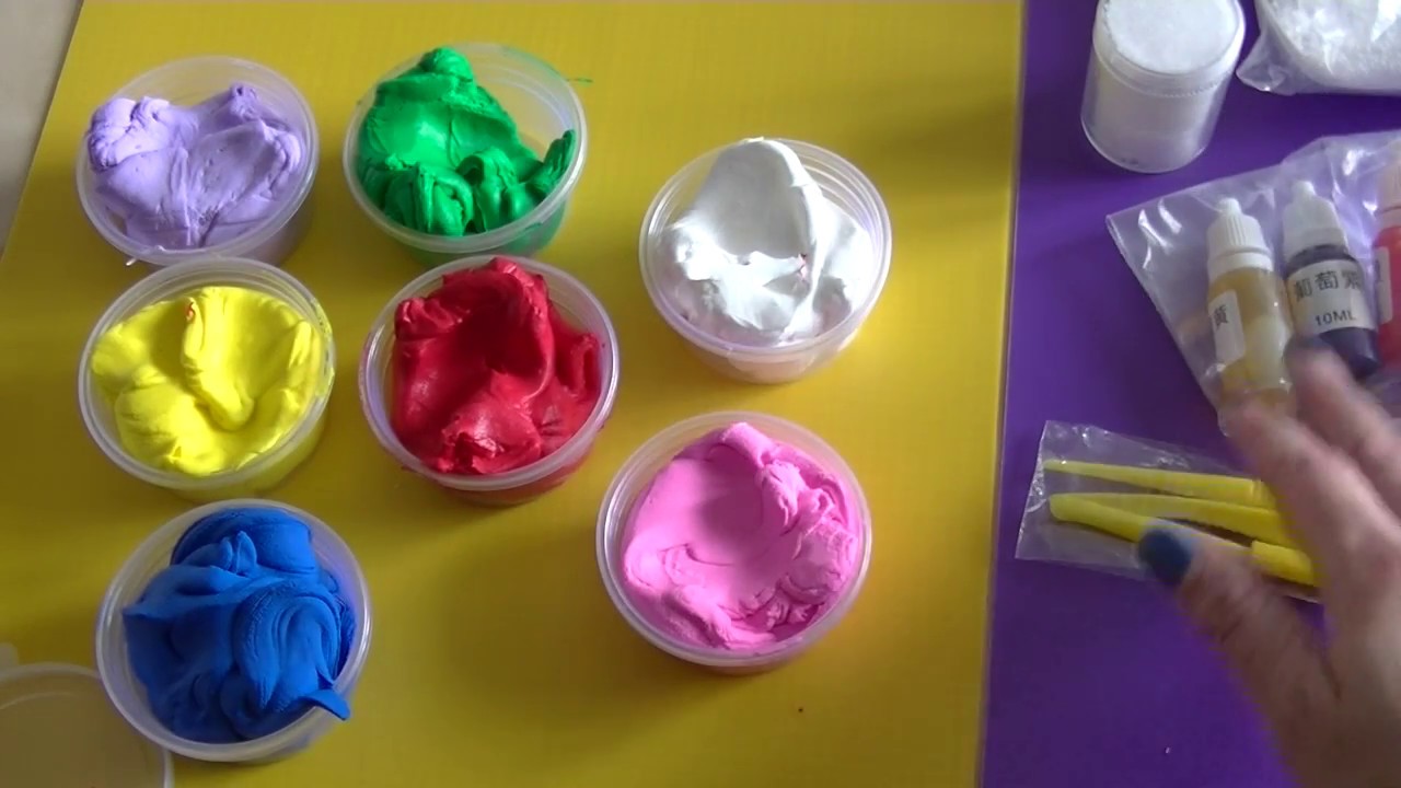6 slimes réalisés avec 2 kits slime achetés chez wish - YouTube