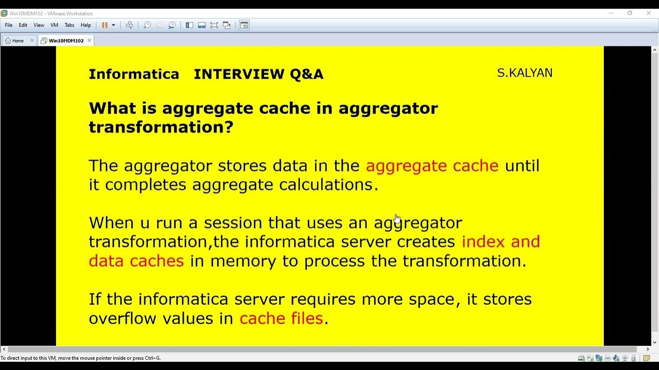 Informatica Power Center, Interview Q&A, Aggregate Transformation Cache ...
