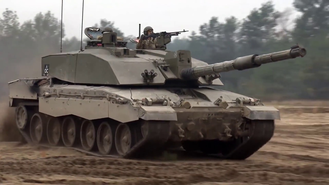 British Army Challenger Tanks on Manoeuvres During Exercise Black Eagle ...