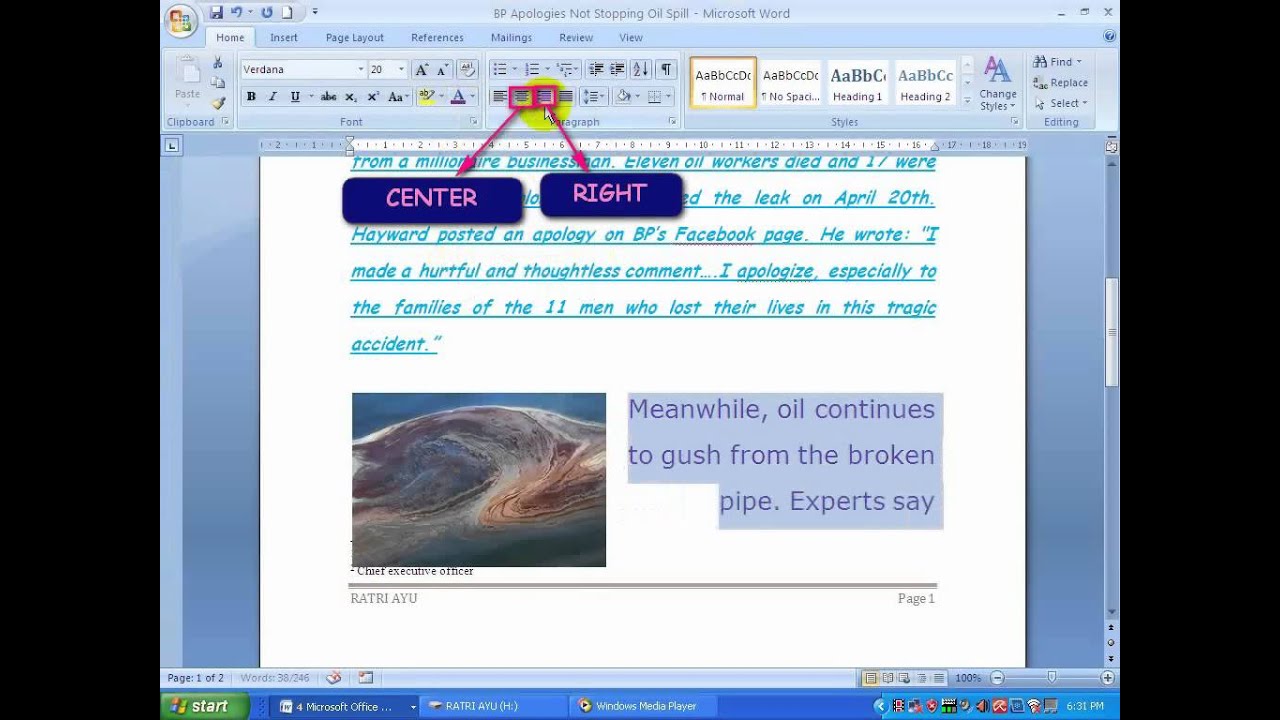 Microsoft Word 2007 Basic Tutorial - Ratri ayu - YouTube
